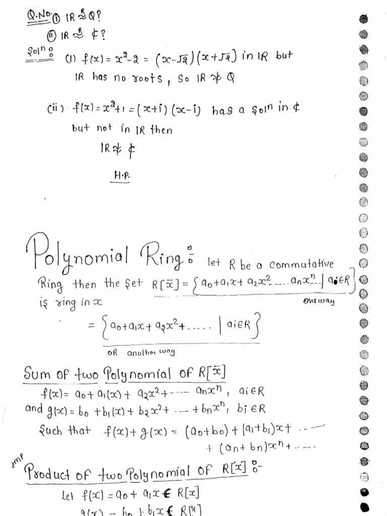 Unit III Polynomials Rings | PDF