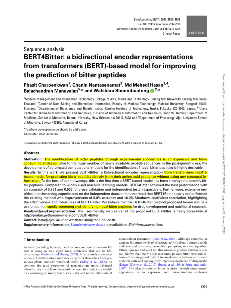 BERT4Bitter A Bidirectional Encoder Representations | PDF | Cross ...