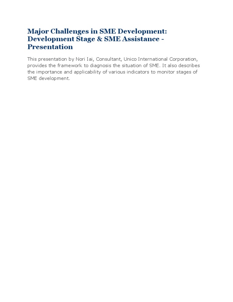 SME Development Challenges & Indicators | PDF | Business | Finance ...