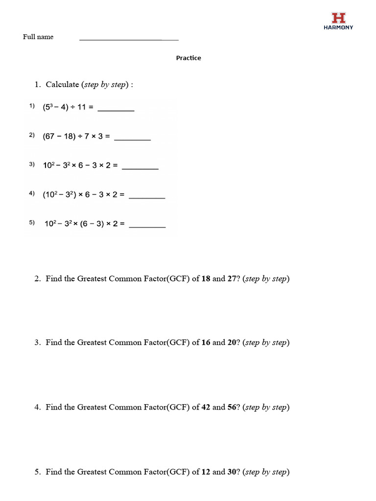 GCF and LCM Calculation Guide | PDF