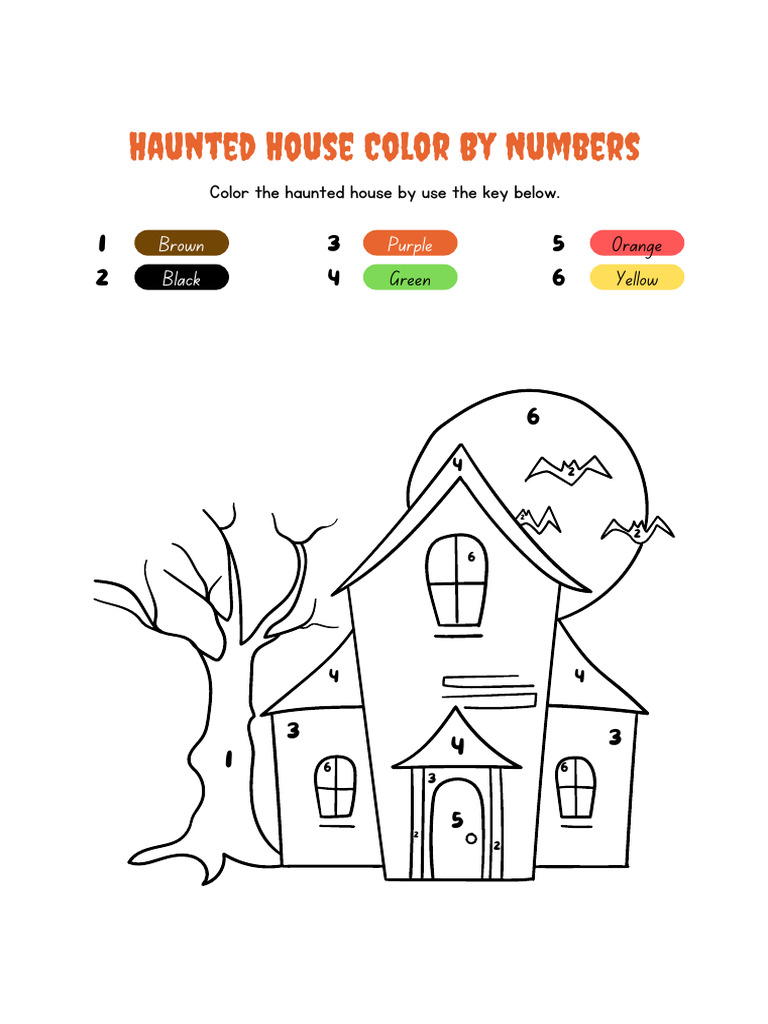 Haunted House Color By Numbers Guide | PDF