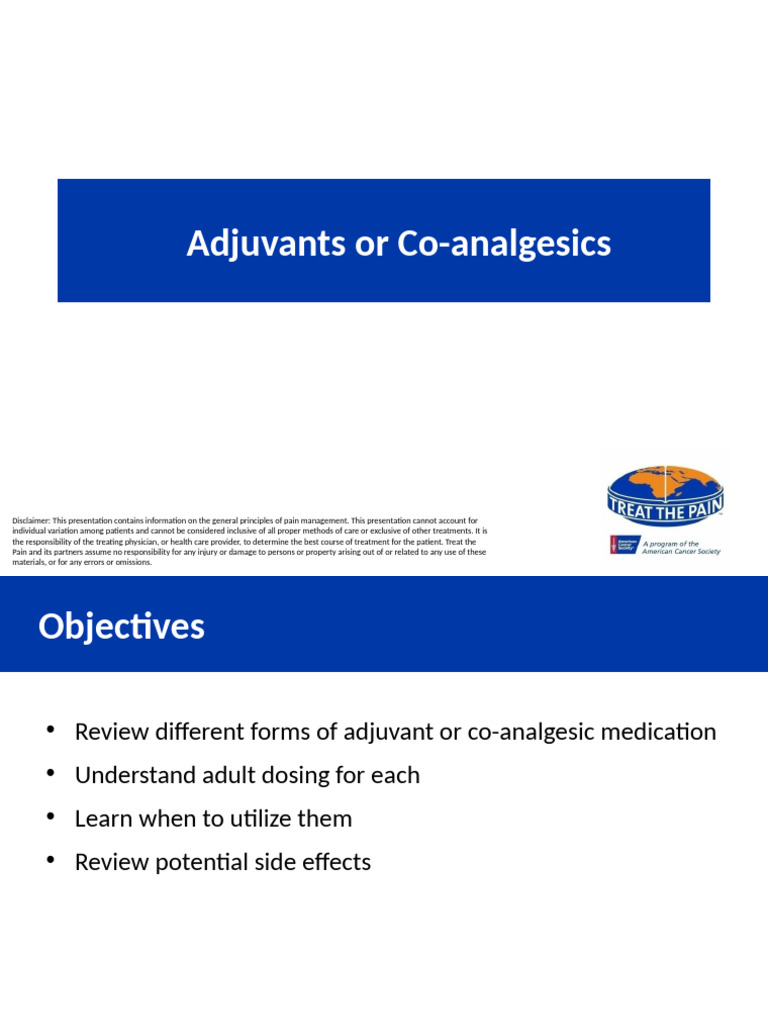 Adjuvants or CoAnalgesics | PDF | Analgesic | Opioid