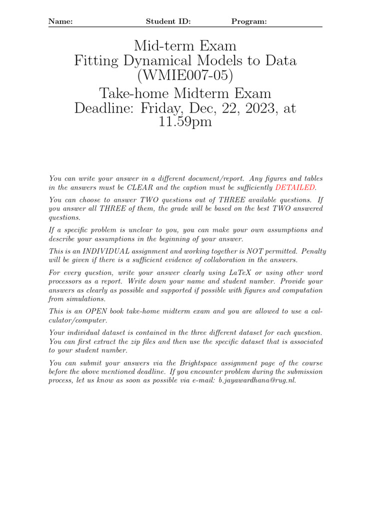 Midterm-Exam (2023-2024) | PDF | Matrix (Mathematics) | Autoregressive ...