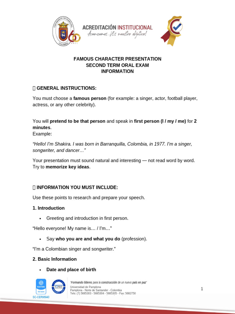 Famous Character Presentation Guide | PDF