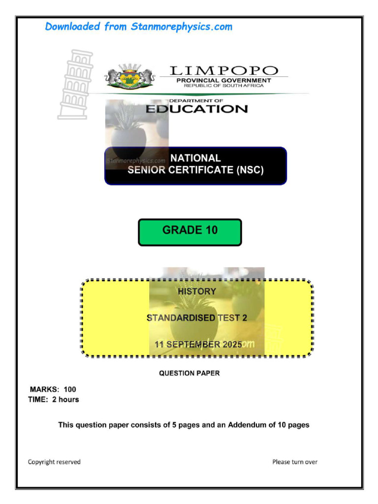 LP History Grade 10 September 2025 QP and Memo | PDF