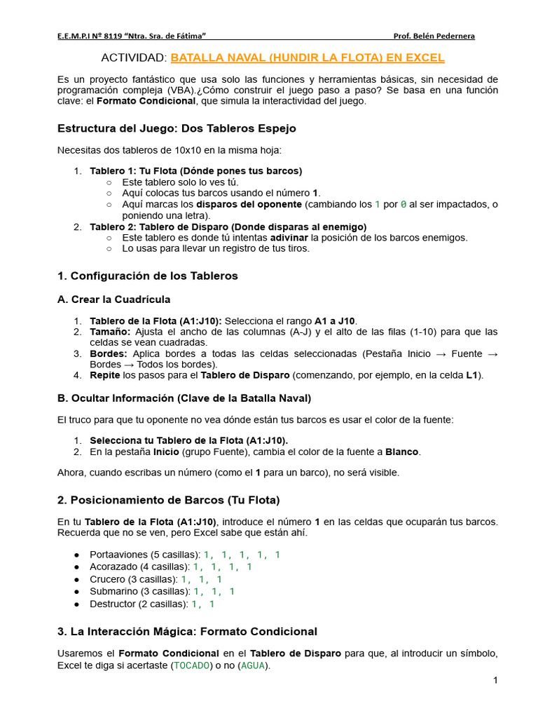 Batalla Naval en Excel: Guía Paso a Paso | PDF | Guerra Naval
