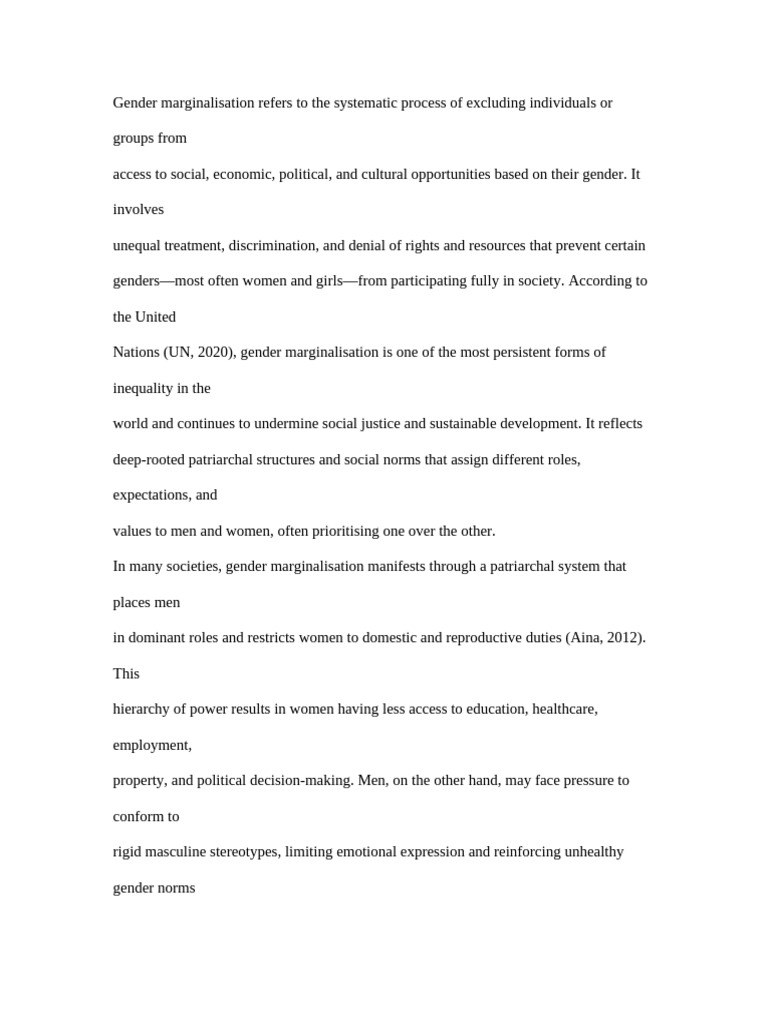 Understanding Gender Marginalisation Issues | PDF | Social Exclusion ...
