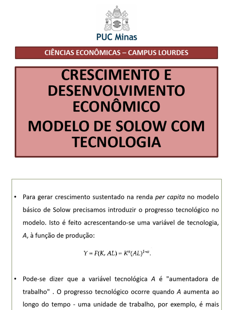 Modelo de Solow e Progresso Tecnológico | PDF | Crescimento econômico ...