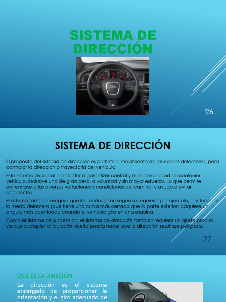Sistema de Dirección de Vehículos | PDF | Direccion | Ingeniería de ...