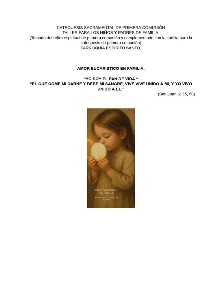 Catequesis para Primera Comunión Familiar | PDF | eucaristía | Oración