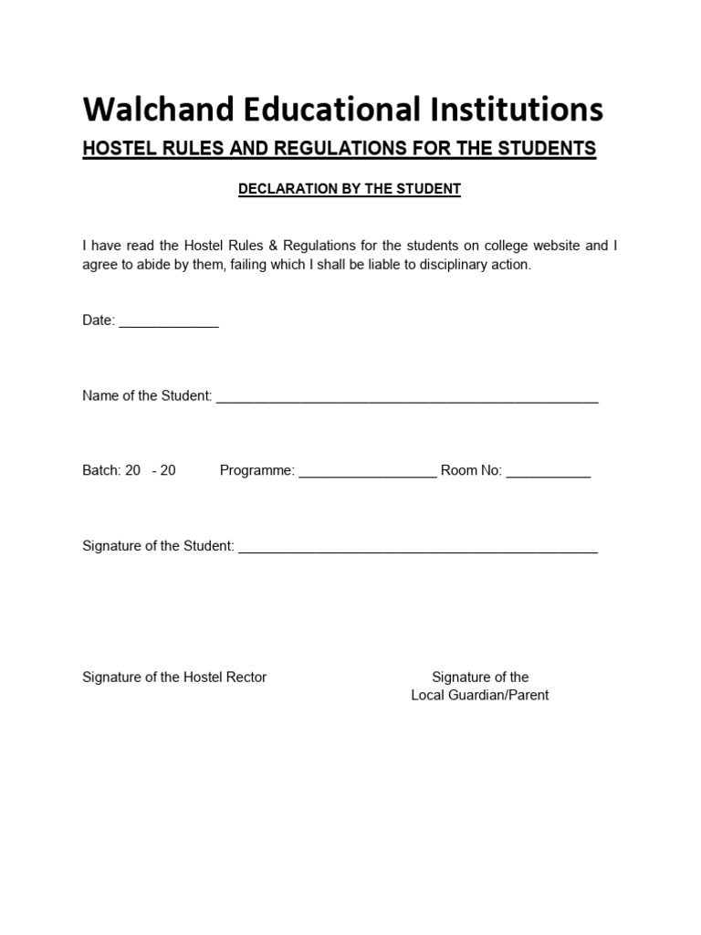 To Be Upload Word - Hostel Rules and Regulations 28062017 | PDF ...