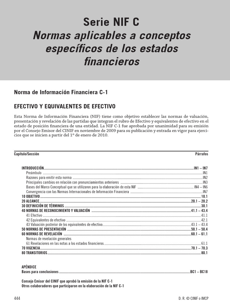 Nif C-1 | PDF | Contabilidad | normas internacionales de INFORMACION FINANCIERA