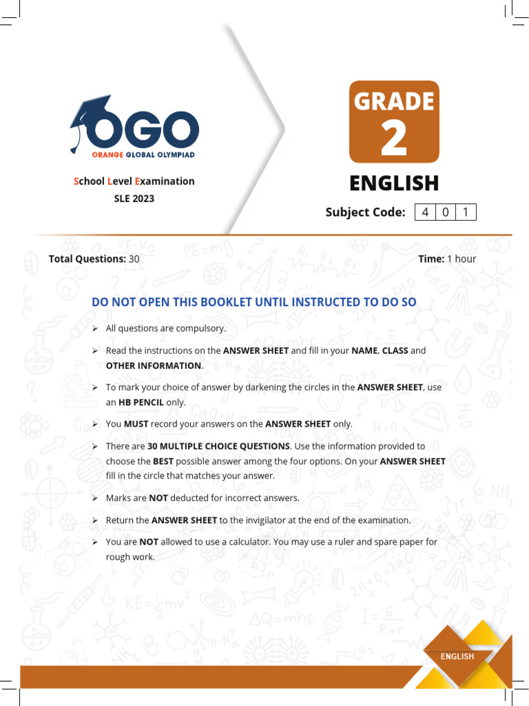SLE 2023 English Exam Instructions | PDF | Part Of Speech | Linguistic ...