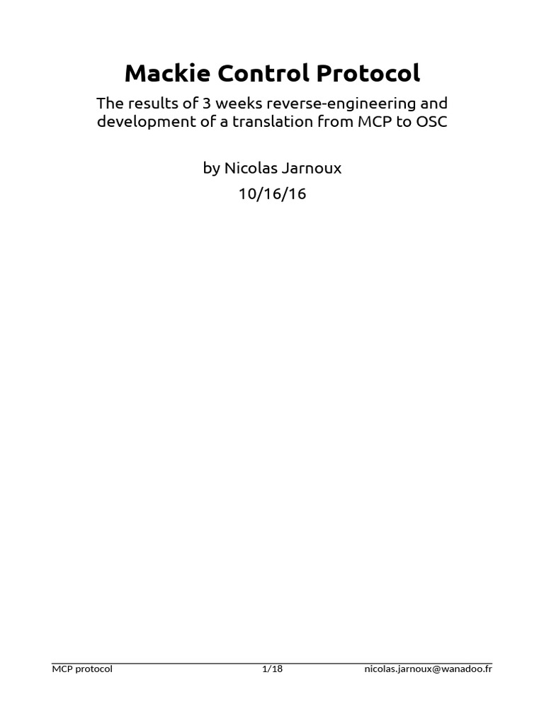 Mackie Control Protocol Overview | PDF | Computer Architecture ...