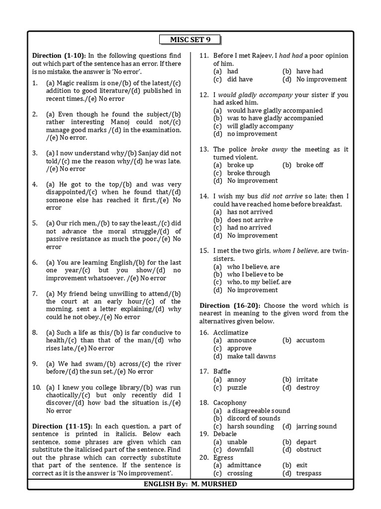 English Error Detection Practice Test | PDF