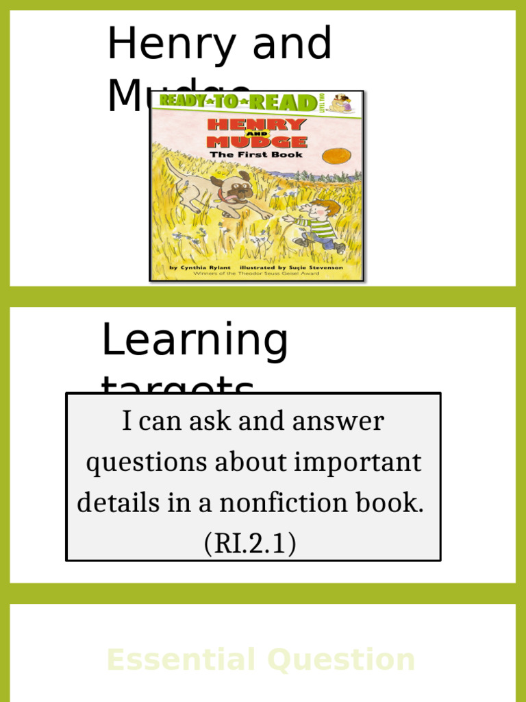 Henry and Mudge Comprehension | PDF