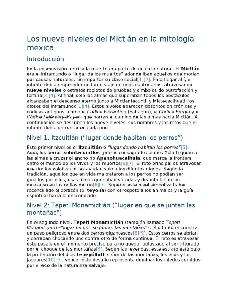 Los Nueve Niveles Del Mictlán en La Mitología Mexica | PDF | azteca