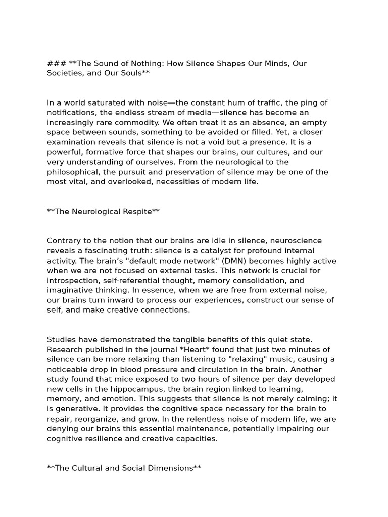 How Silence Shapes Our Minds. KDVH | PDF | Silence | Psychological Concepts