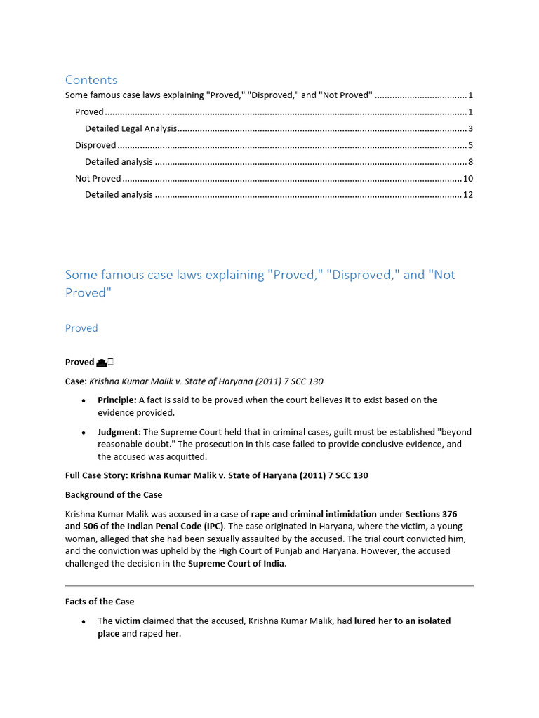 Case Laws On Proved Disproved and Not Proved | PDF | Circumstantial ...