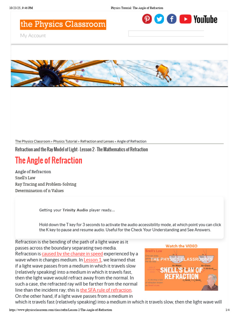 Understanding the Angle of Refraction | PDF | Refraction | Light
