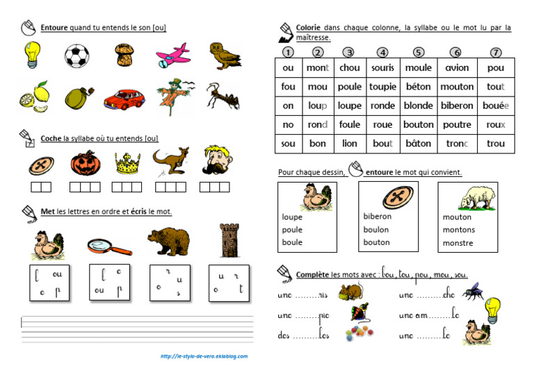 Activités sonores avec [ou] pour enfants | PDF
