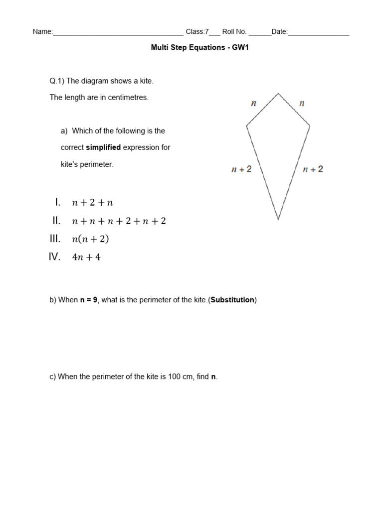 Multi-Step Equations Practice for 7th Grade | PDF