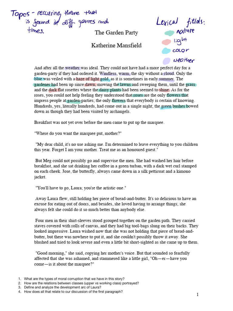 Mansfield The Garden Party 2 | PDF