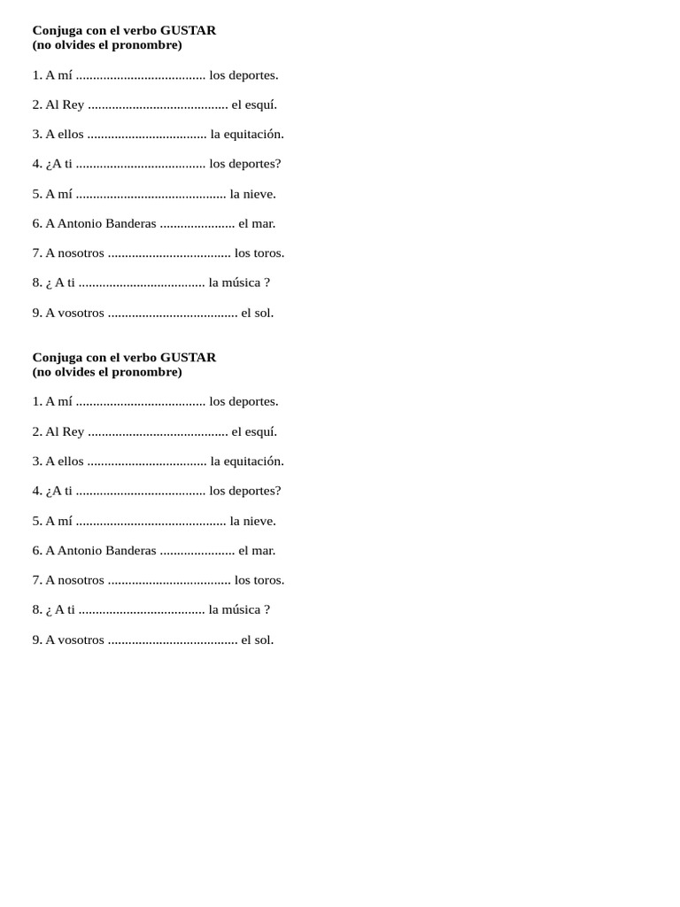 Exo Verbe Gustar | PDF