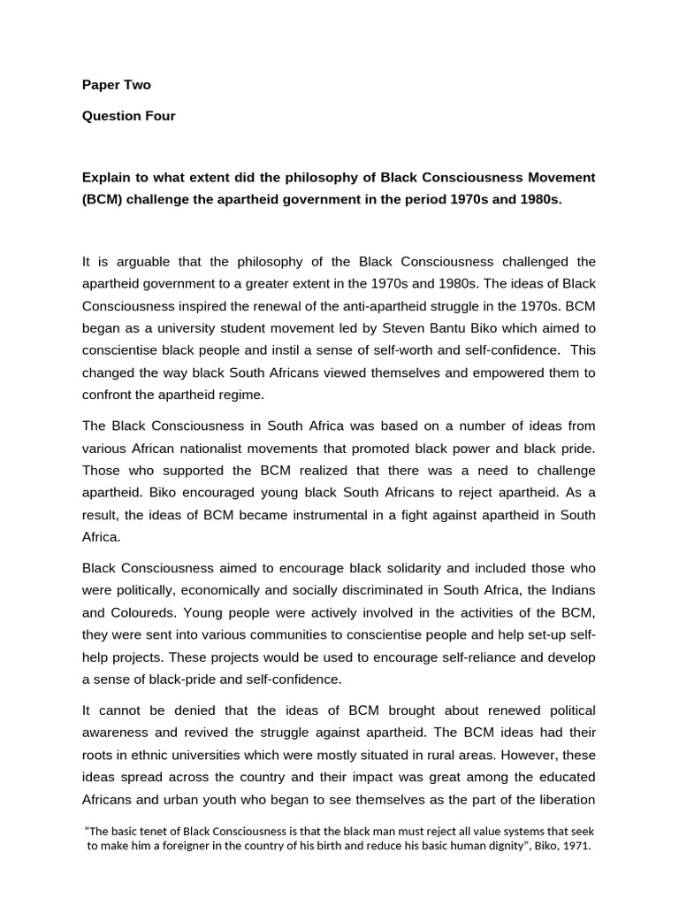 BCM Essay | PDF | Apartheid | Social Movements