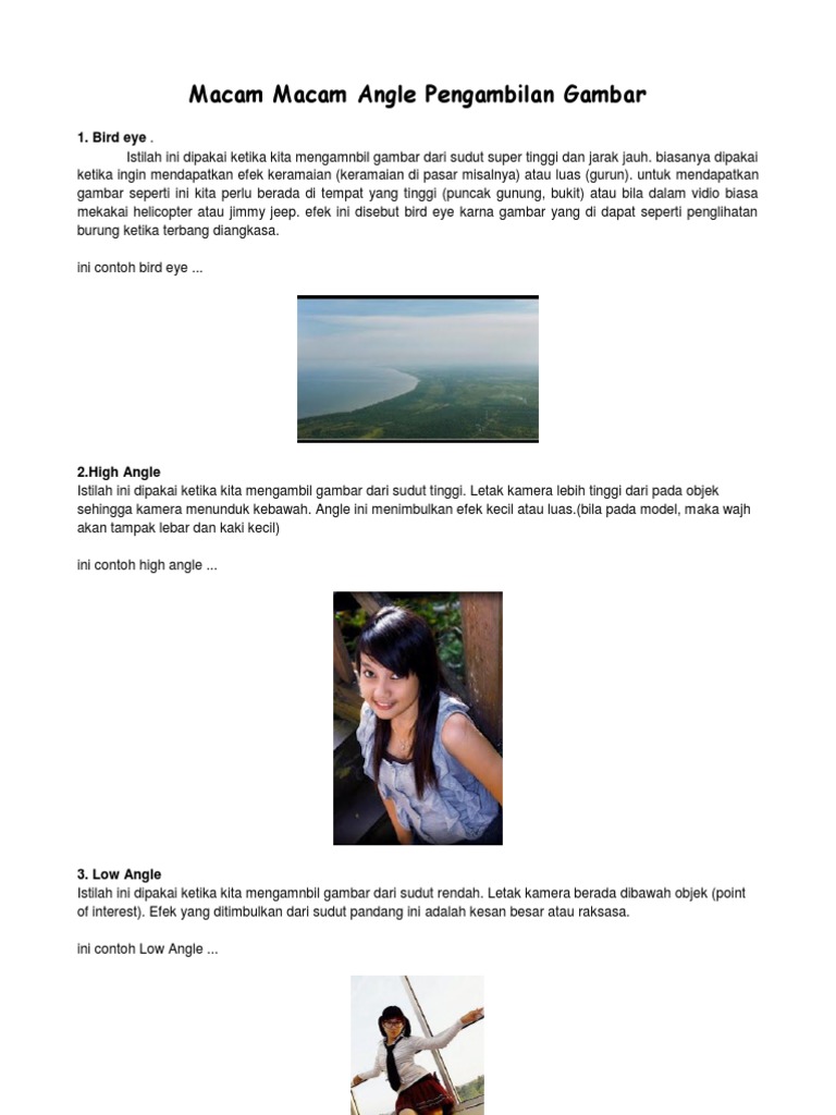 Macam Macam Angle Pengambilan Gambar | PDF