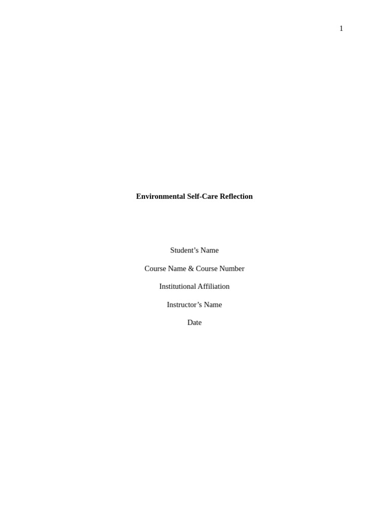 Environmental Self-Care Reflection | PDF | Mental Health | Mindfulness