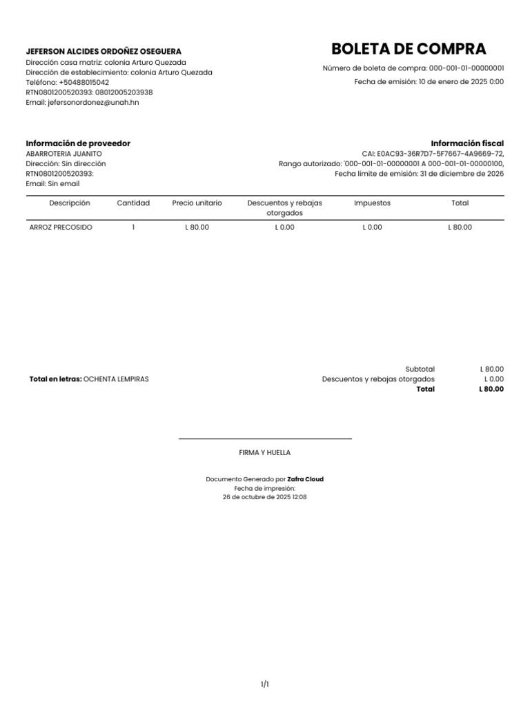 Boleta de Compras | PDF