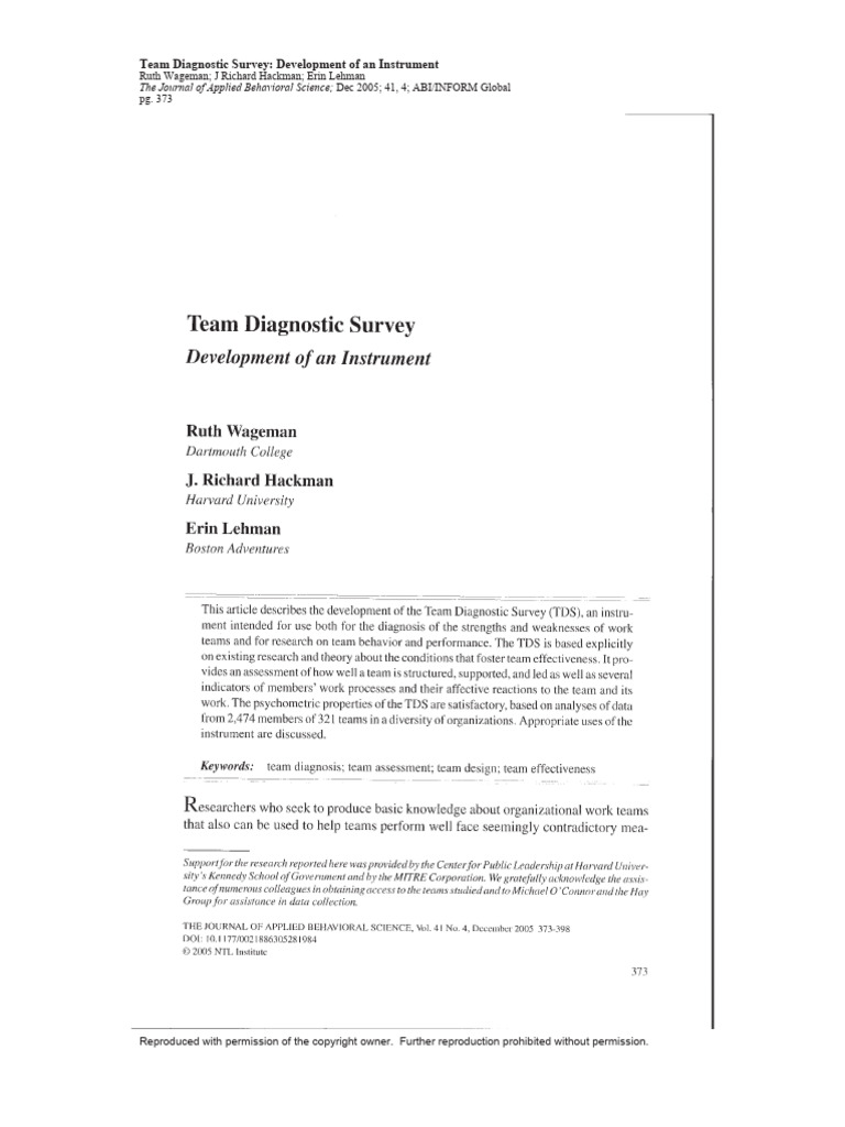 Team Diagnostic Survey Overview | PDF | Copyright | Property Law