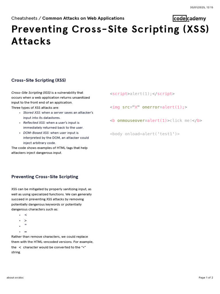 Common Attacks On Web Applications: Preventing Cross-Site Scripting ...