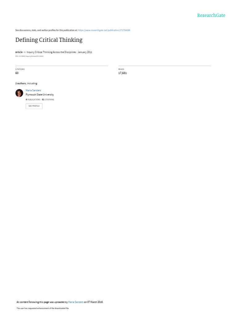 Defining Critical Thinking Concepts | PDF