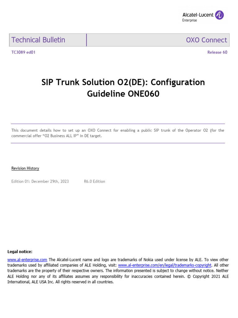 TC3089en-Ed01 SIP Trunk Solution O2-TopoB-De Configuration Guideline ...