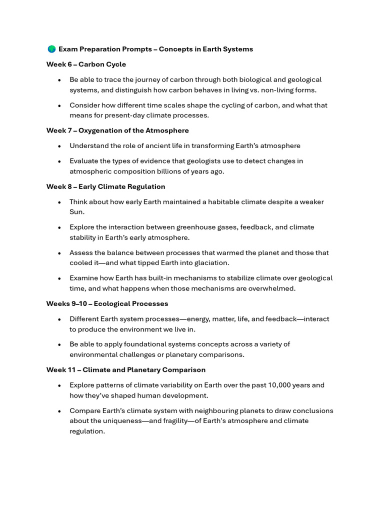 Earth Systems Exam Prep: Carbon & Climate | PDF