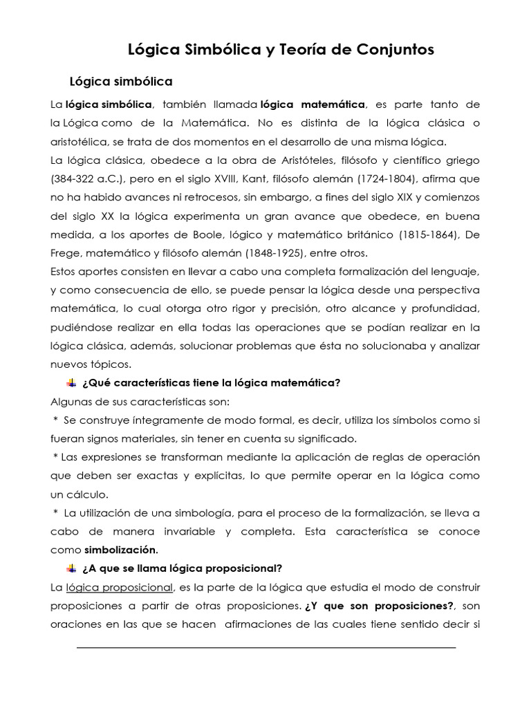 Lógica Simbólica y Proposicional en Matemáticas | PDF | Proposición ...