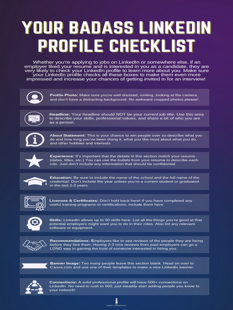 Optimize Your LinkedIn Profile Checklist | PDF