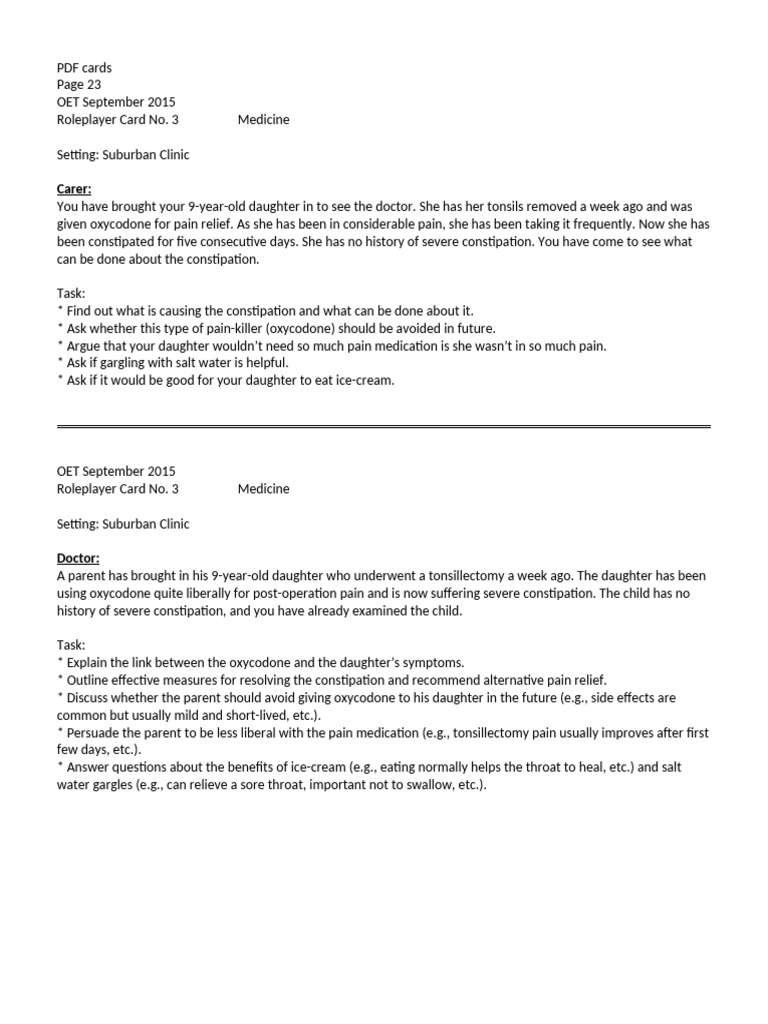 04 OET Speaking Role Plays Part 4 04 | PDF