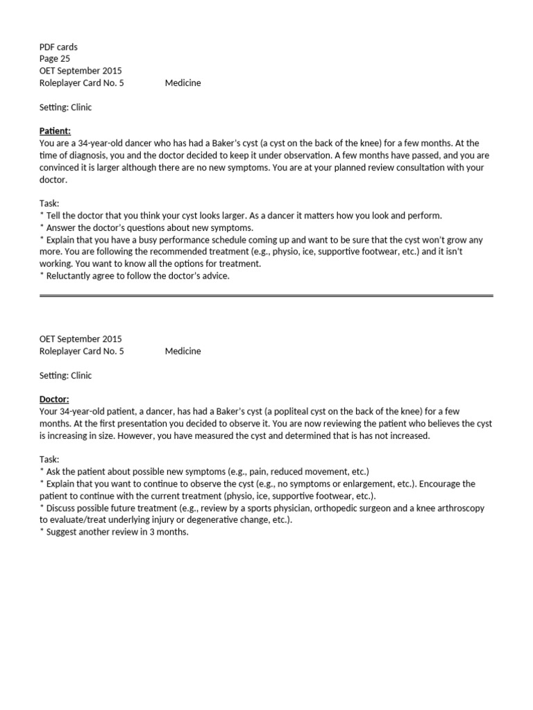06 OET Speaking Role Plays Part 4 06 | PDF