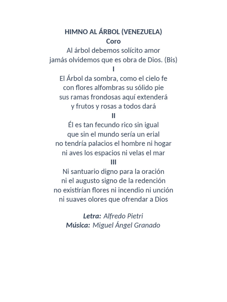 Himno al Árbol: Celebración Natural | PDF