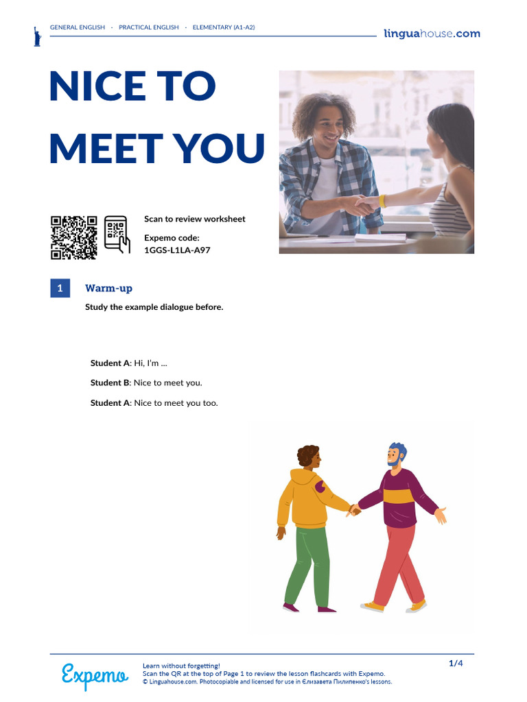 Elementary English: Nice to Meet You | PDF | Chess Theory | Chess