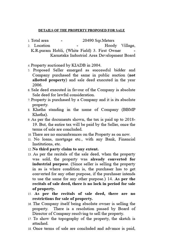 Memo - Proposed Property Details | PDF