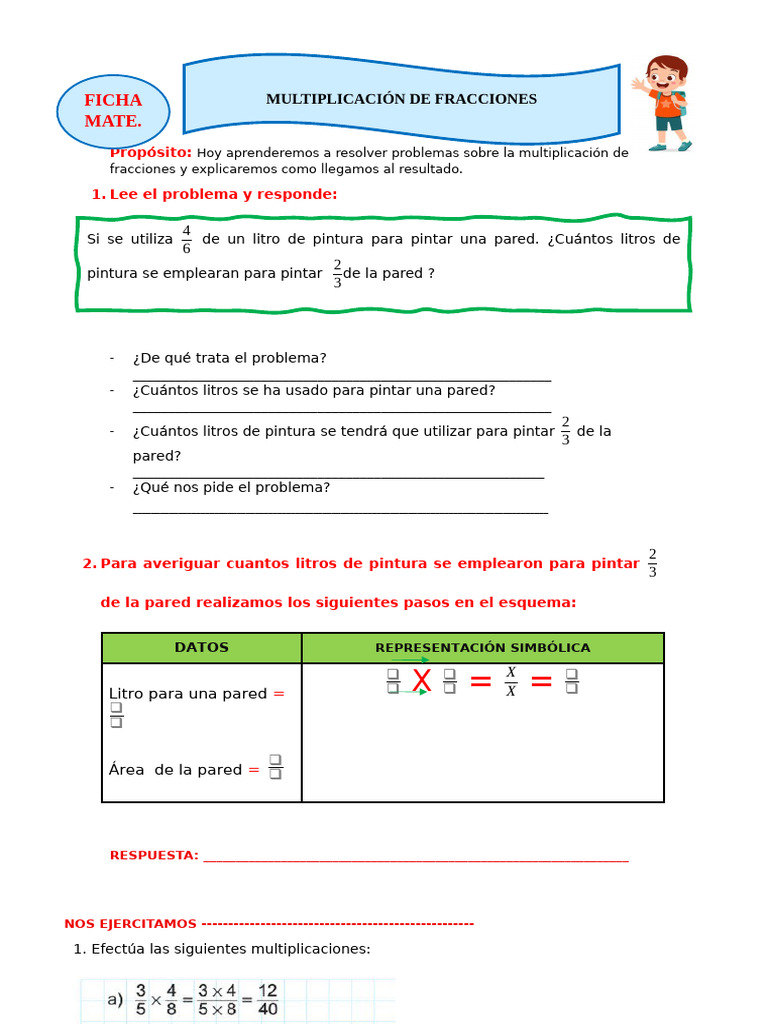 Ficha Multiplicacion de Fracciones | PDF | Multiplicación | Matemáticas