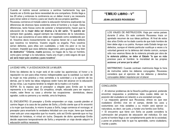 Emilio Libro 5 | PDF | Emile, o sobre educación | Jean-Jacques Rousseau