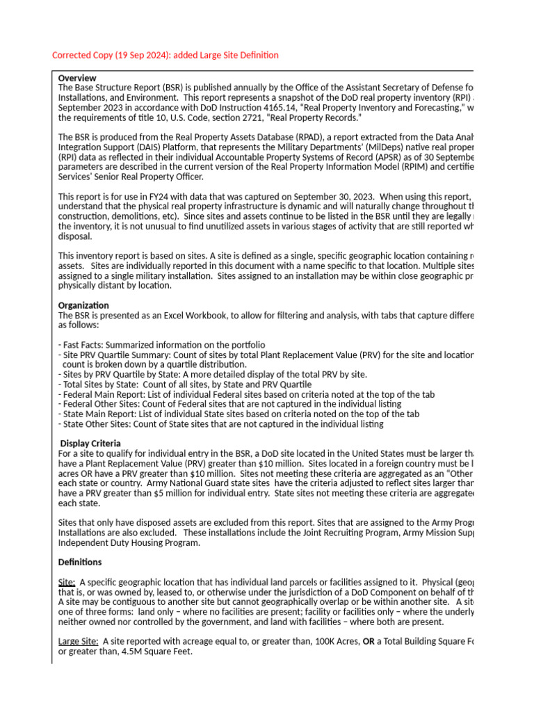 DoD Base Structure Report 2024 Overview | PDF | United States ...