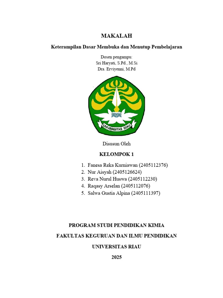 Keterampilan Membuka dan Menutup Pembelajaran | PDF