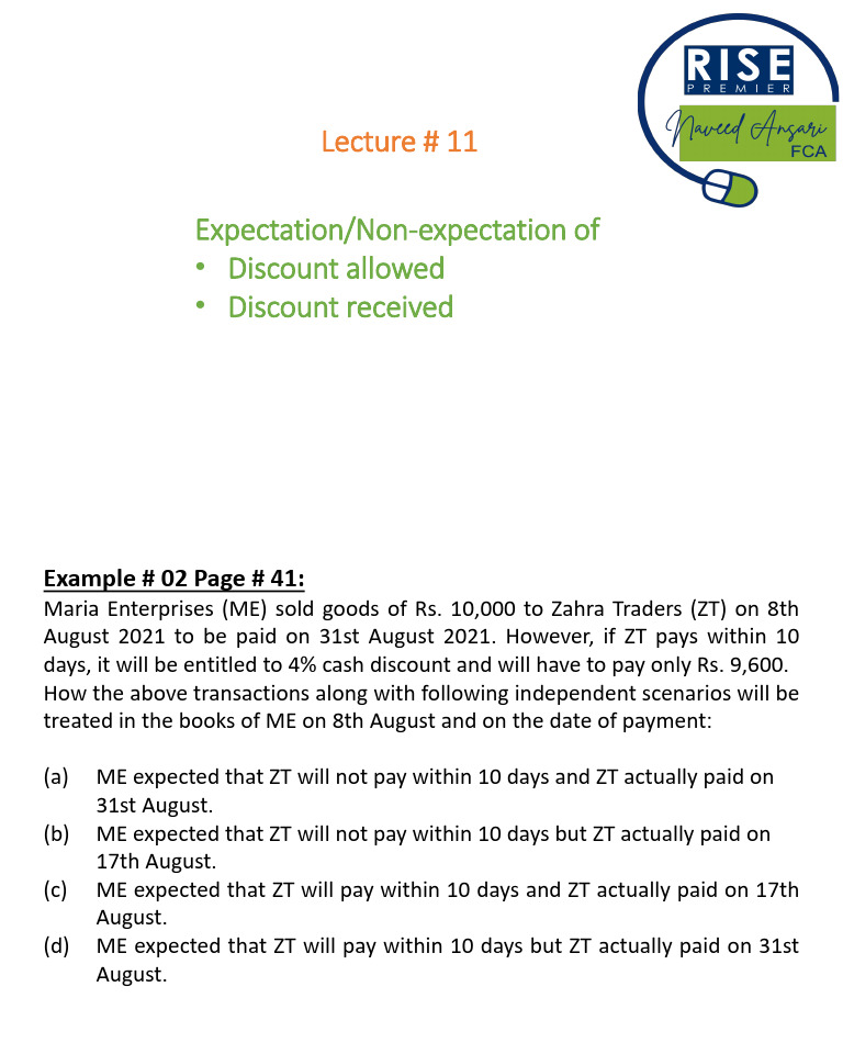 Cash Discount Accounting Scenarios | PDF