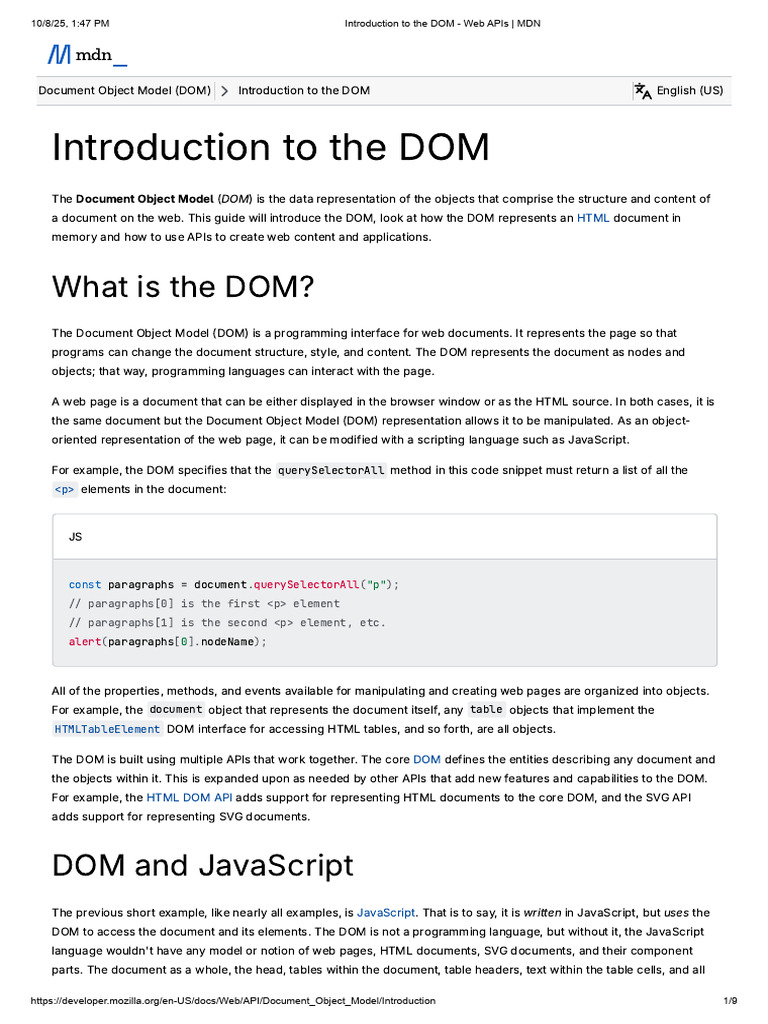 Introduction to the Document Object Model | PDF | Document Object Model ...